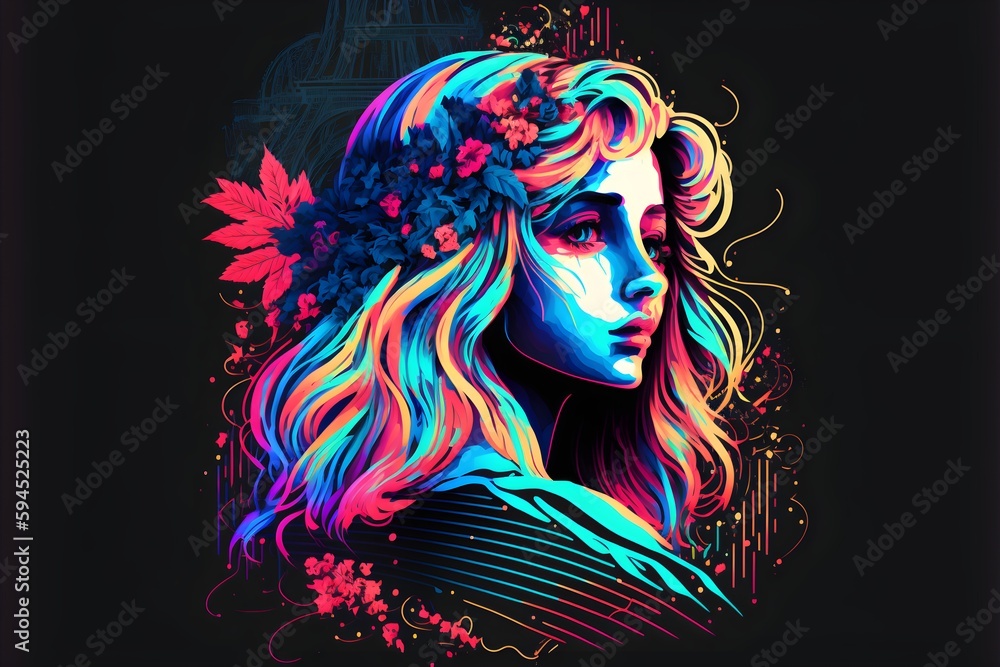 Paris with no text with flower slimepunk style vector art horizontal ...