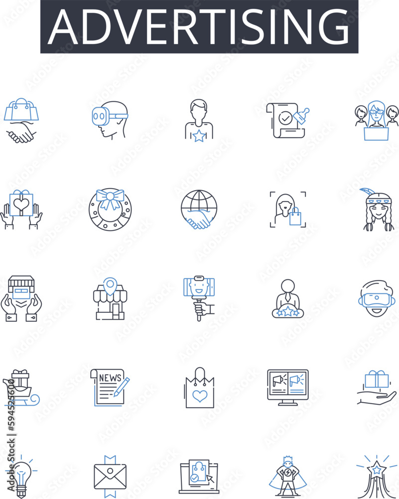 Advertising line icons collection. Promotion, Marketing, Communication ...