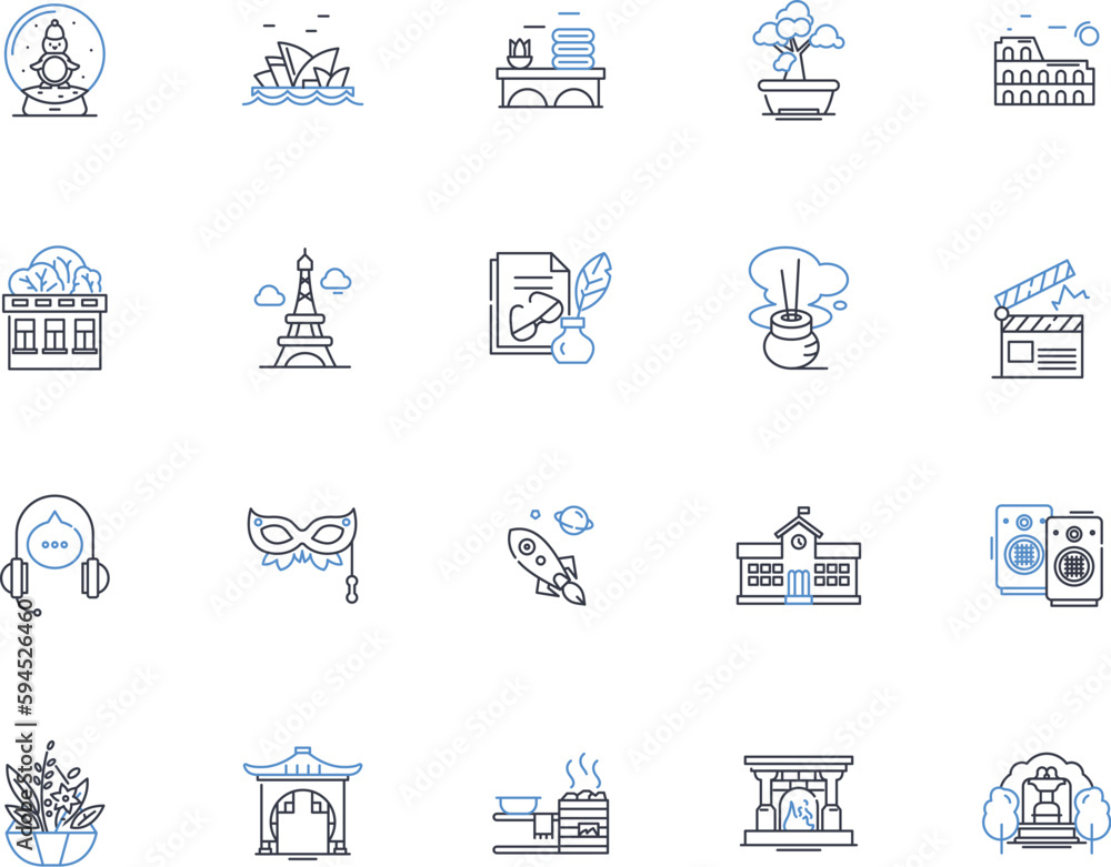 Vetor de Rituals line icons collection. Ceremonial, Devotion, Symbolism ...