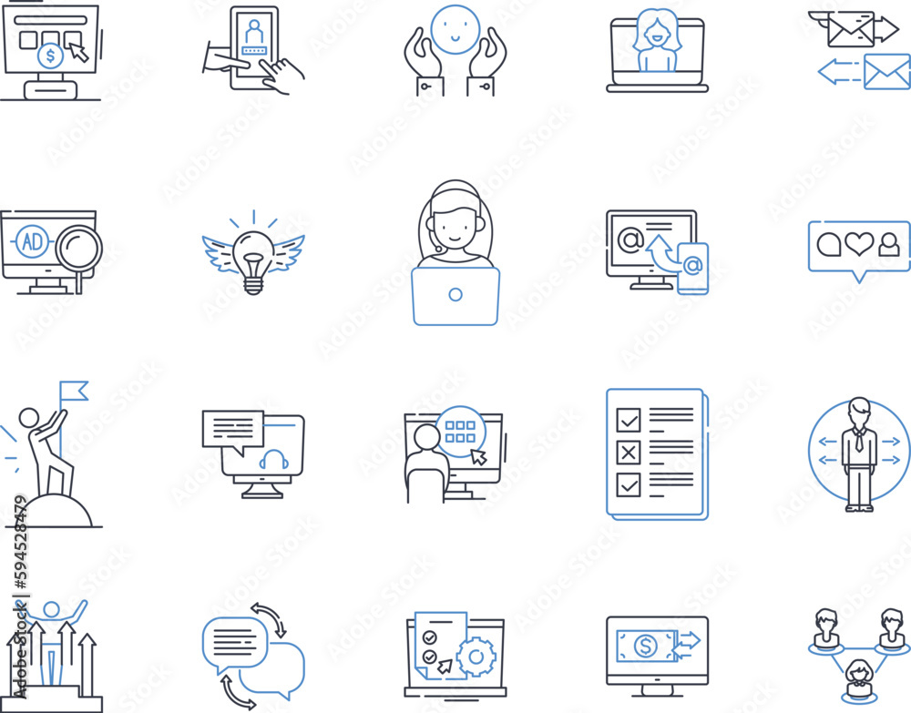 Project planning line icons collection. Strategy, Timeline ...