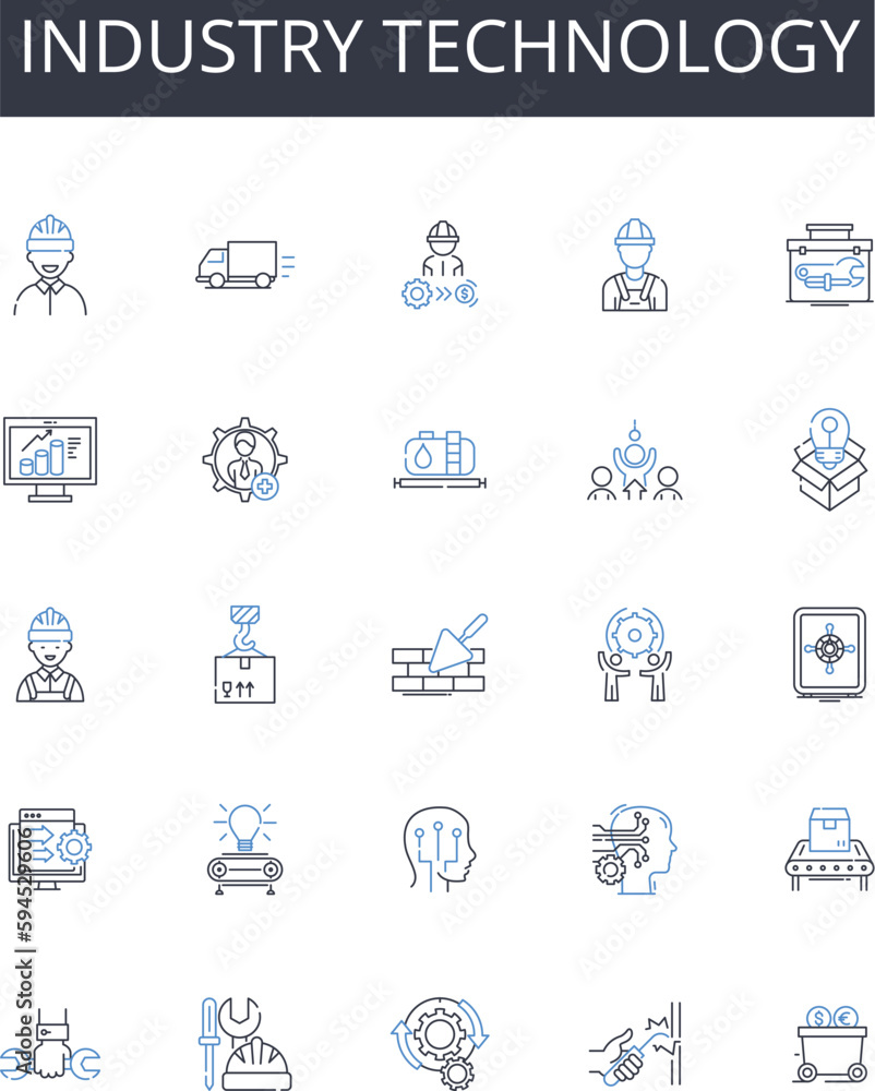 Industry technology line icons collection. Manufacturing, Engineering ... Industry technology line icons collection. Manufacturing, Engineering ...