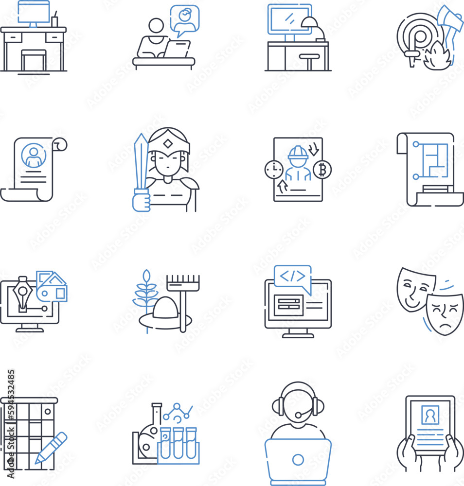 Programmer Line Icons Collection Debugging Java Coding Python