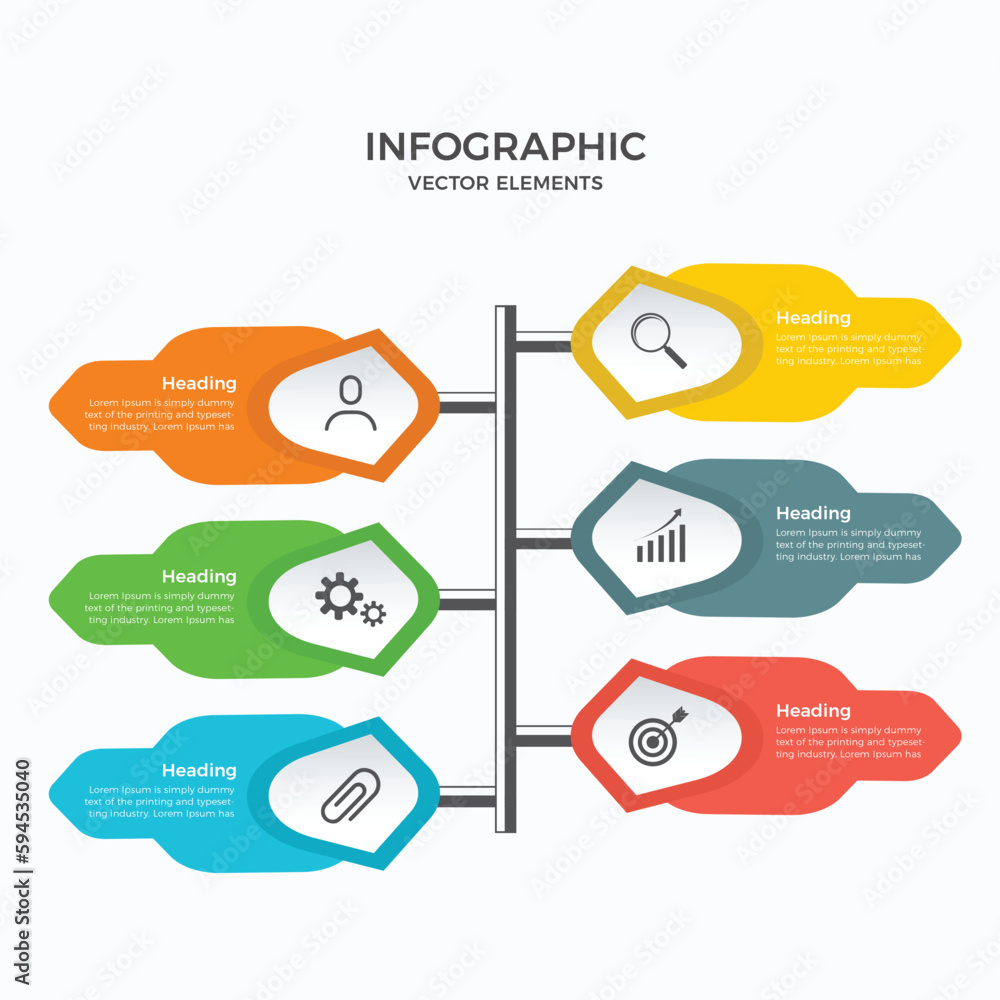 6 steps business infographics template. Elements for infographics ...