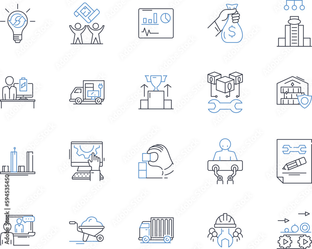 Business model line icons collection. Innovation, Mtization, Scalability, Sustainability ...
