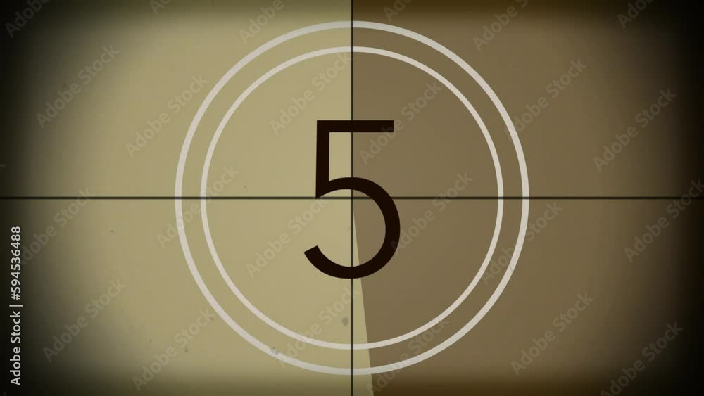 10 seconds vintage film countdown on faded brown, grunge film frame ...