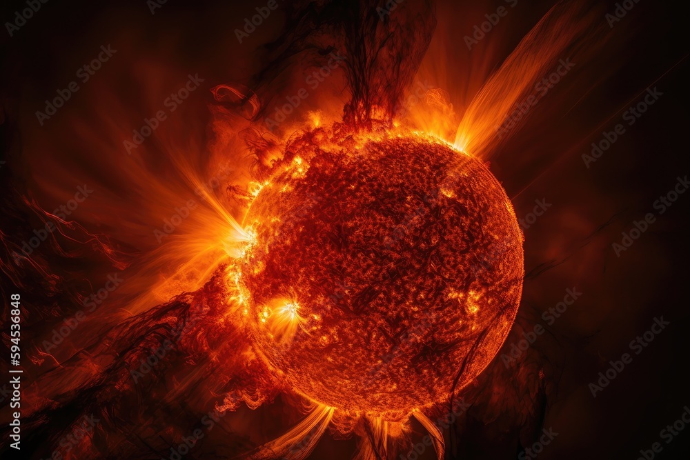 eruption of sun, with massive flare and coronal mass ejection visible ...