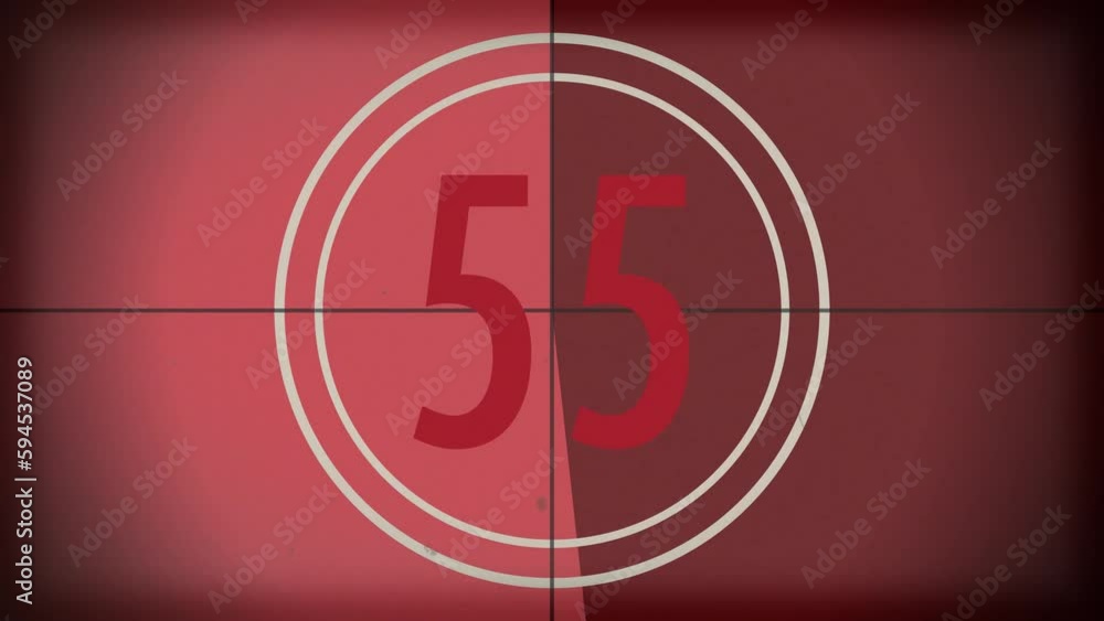60 Seconds 1 Minute Vintage Film Countdown On Faded Red Background