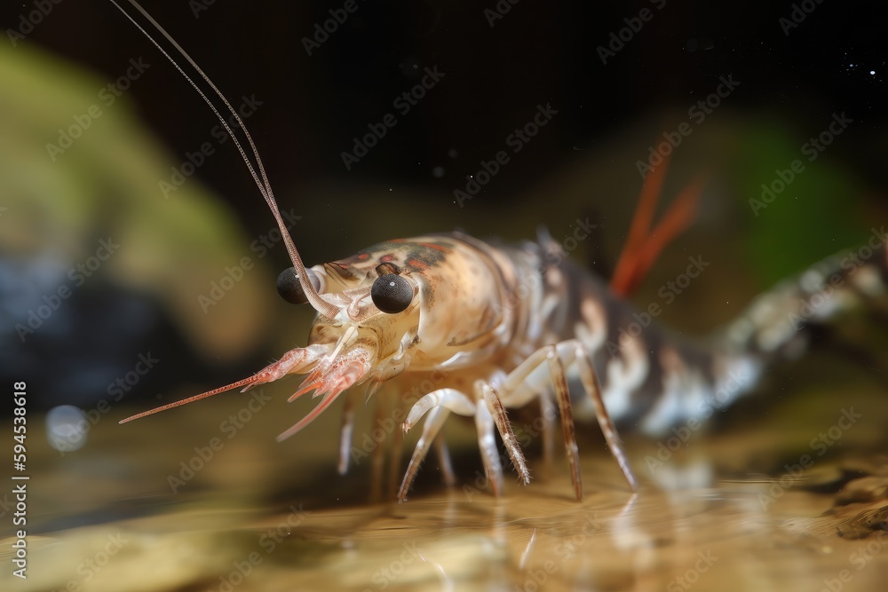 tiger shrimp prawn swimming against stream of water, with its claws and ... tiger shrimp prawn swimming against stream of water, with its claws and ...