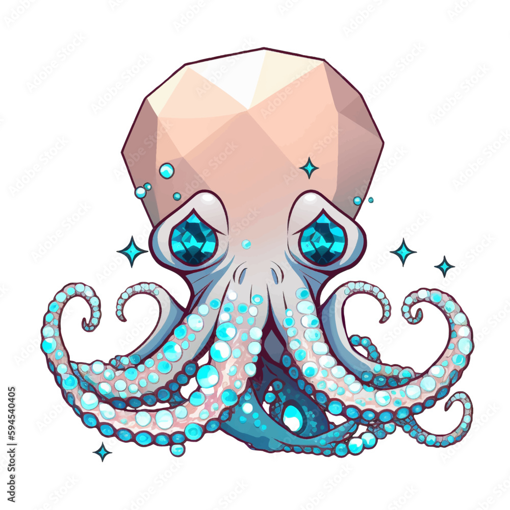 Octopus made of precious stones and crystals. Vector image of a ...