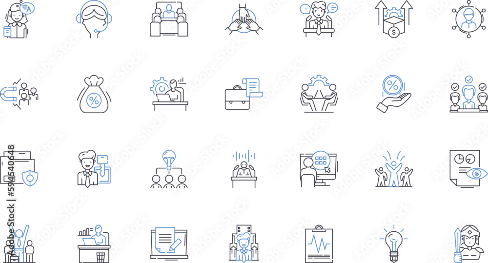 Task proficiency line icons collection. Competence, Mastery, Expertise ...