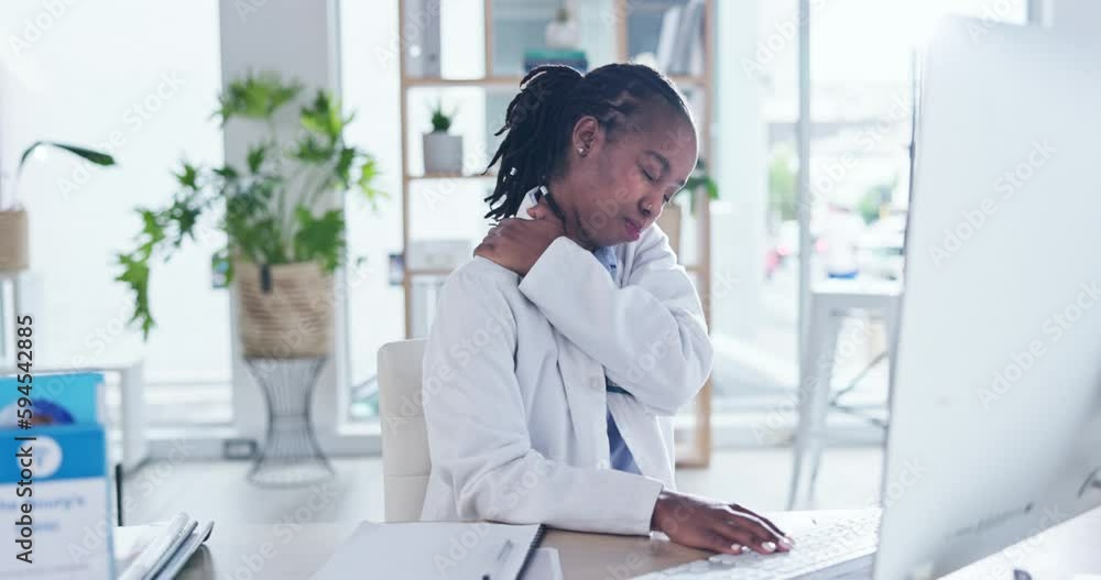 Shoulder pain, doctor and woman with problem of muscle injury, anxiety ...