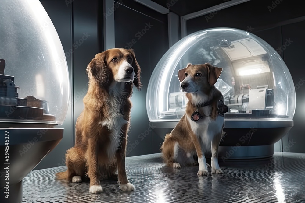 cat and dog team solving crimes in futuristic, sci-fi setting, created ...