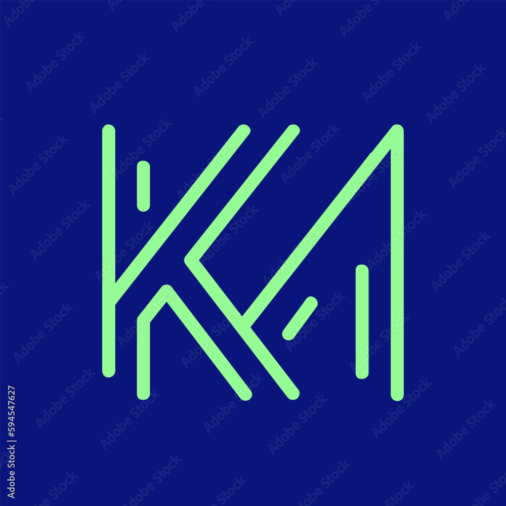 KA monogram logo signature icon. Alphabet initials. Abstract neon ...