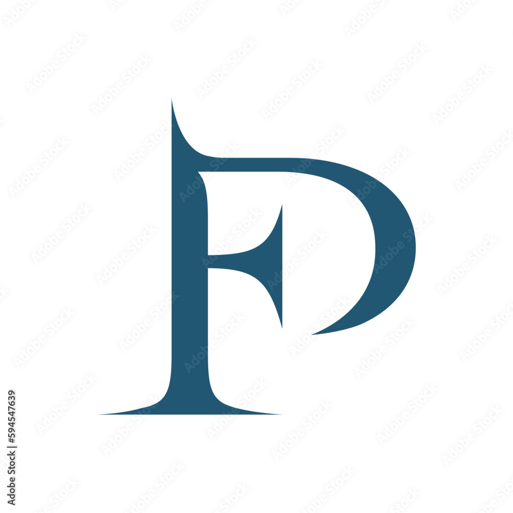 FP, PF monogram logo signature icon. Alphabet initials. Serif typeface ...
