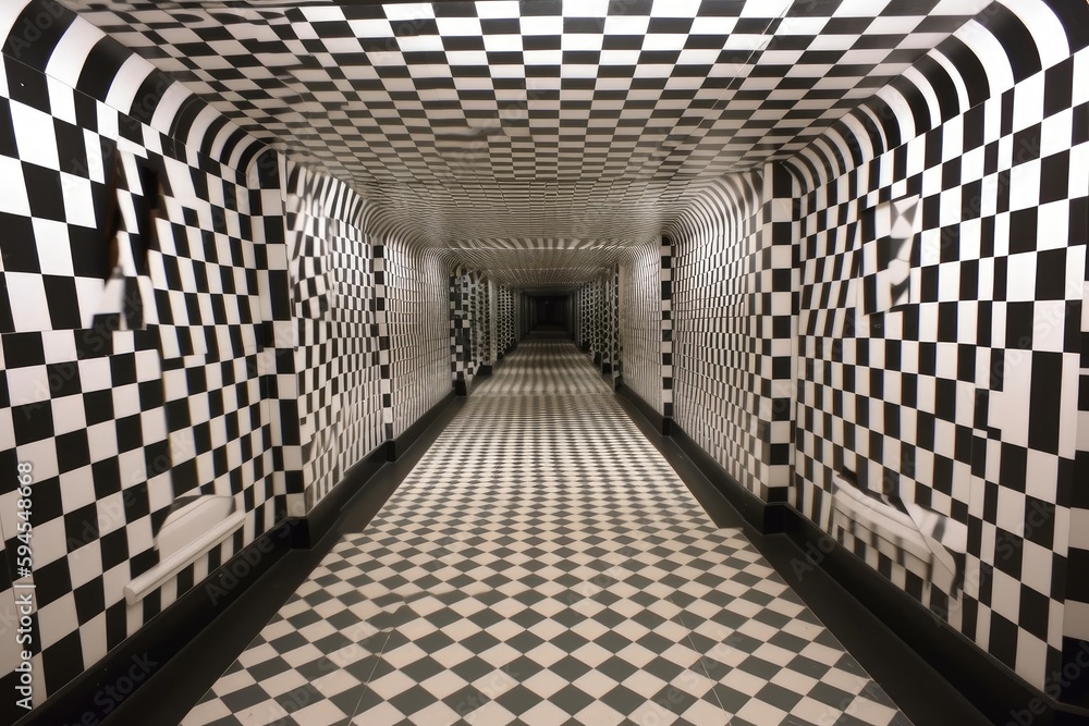 mind-bending optical illusion with infinity effect, featuring never-ending hallway, created with ...