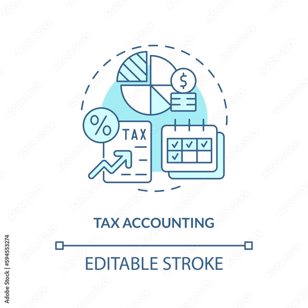 Tax accounting turquoise concept icon. Regular payments. Taxation ...