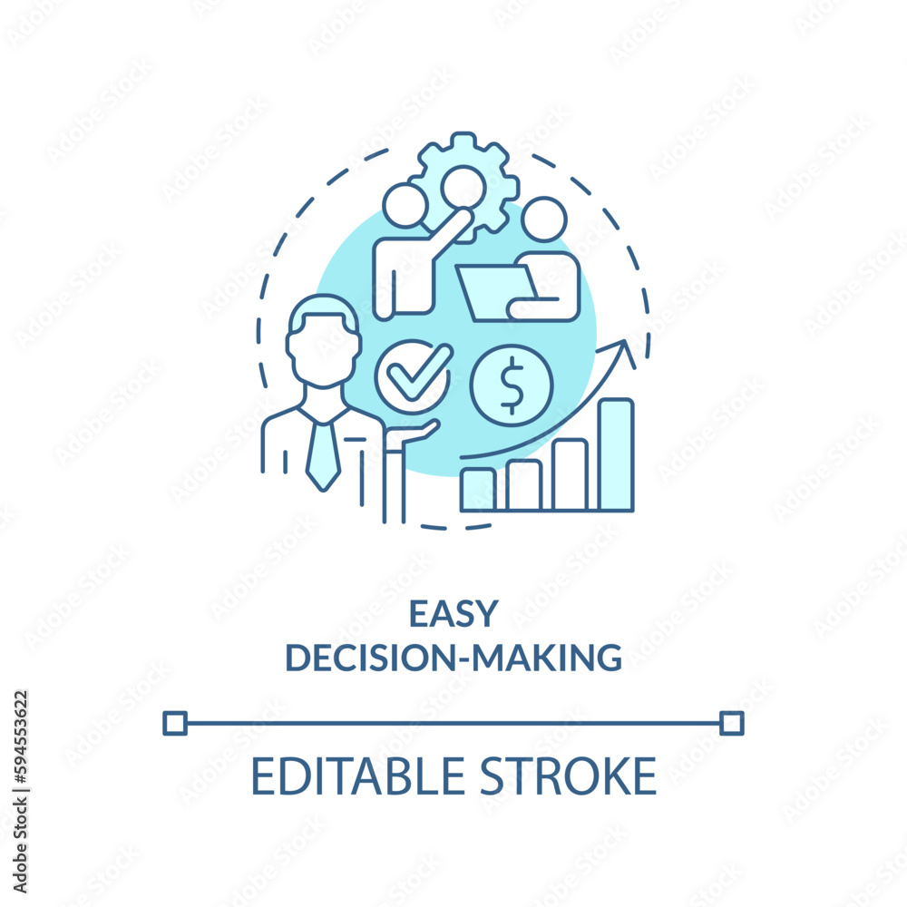 Easy decision-making turquoise concept icon. Company activities ...