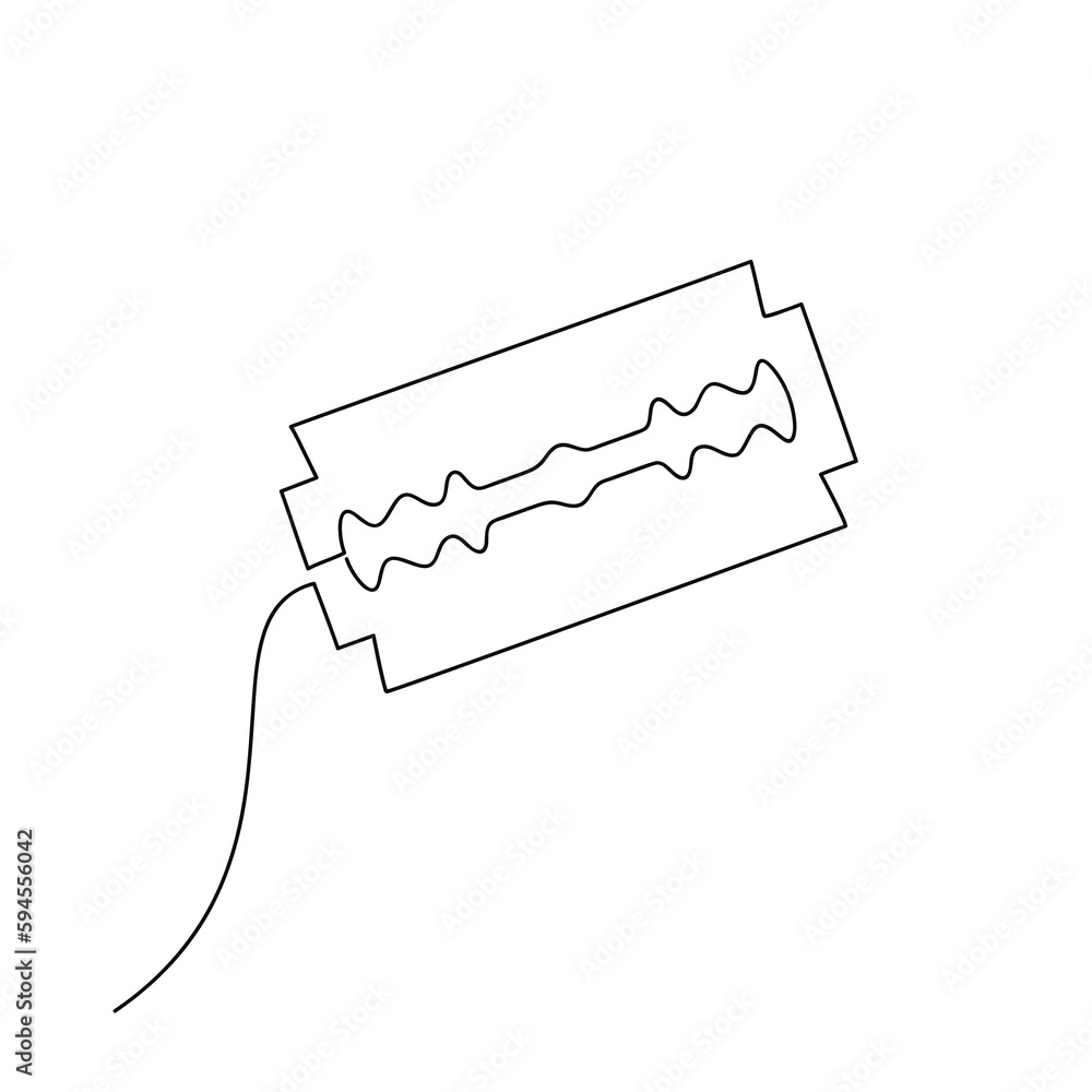 Razor blade icon vector one line continuous drawing. Minimal ...