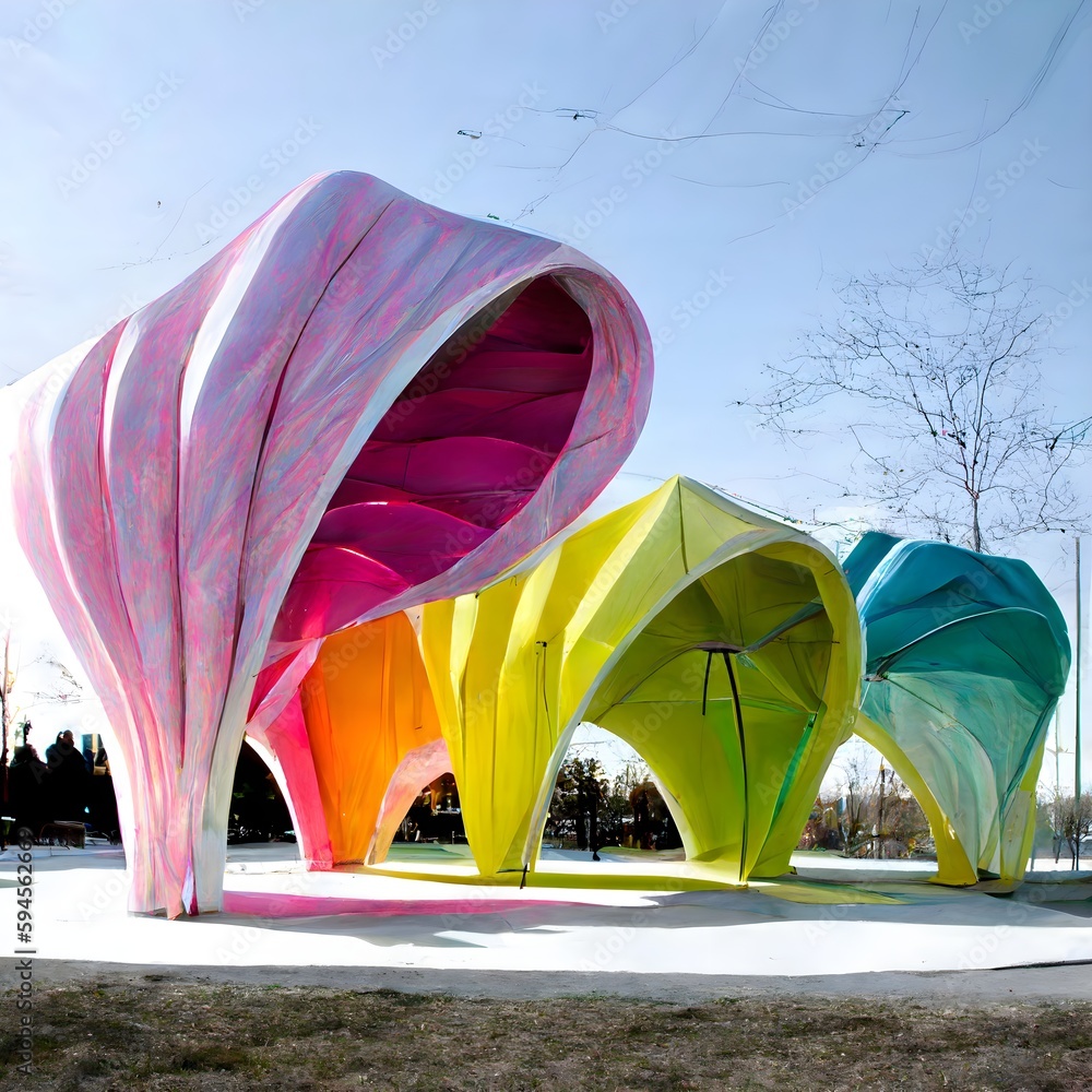 outdoor canopy each has its own base structure similar parametric form ...