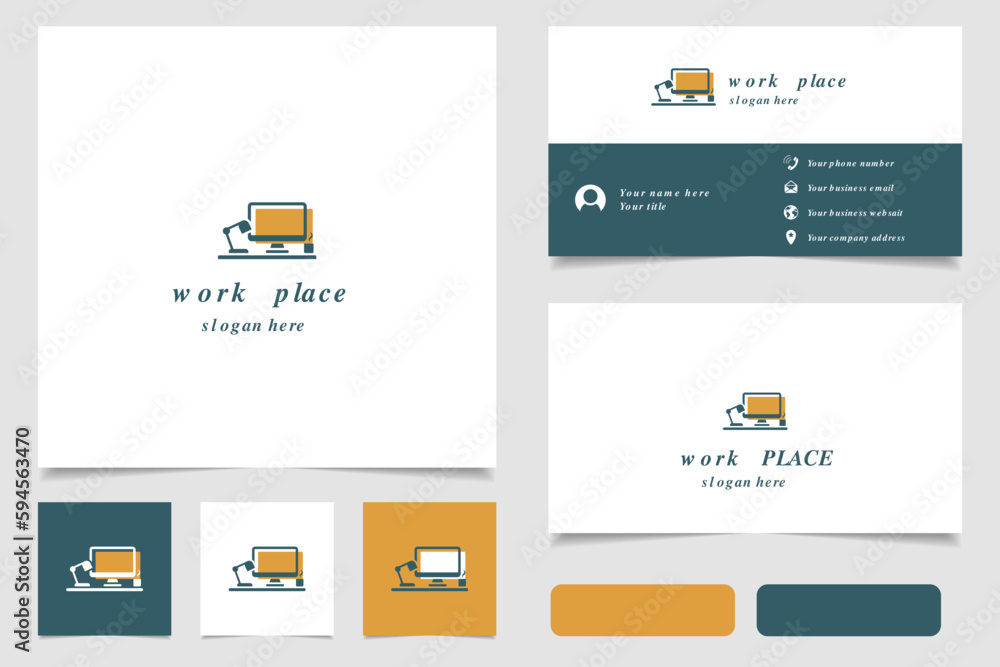 Work place logo design with editable slogan. Branding book and business ...