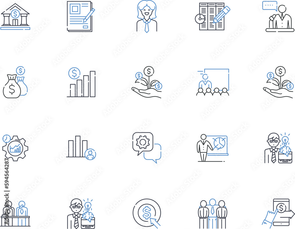 Analysis Business Line Icons Collection Metrics Forecasting Data Trends Performance
