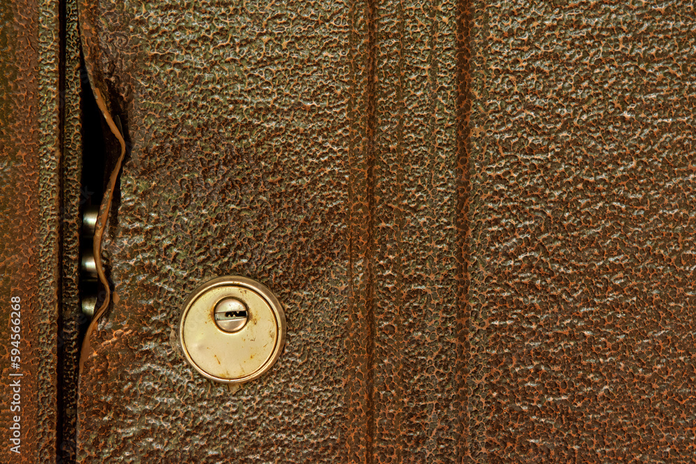 large durable lock is broken in a metal door close-up Stock Photo ...