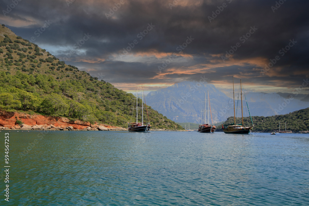 Turquoise water near beach on Turkish resort, Bodrum, Turkey Stock ...