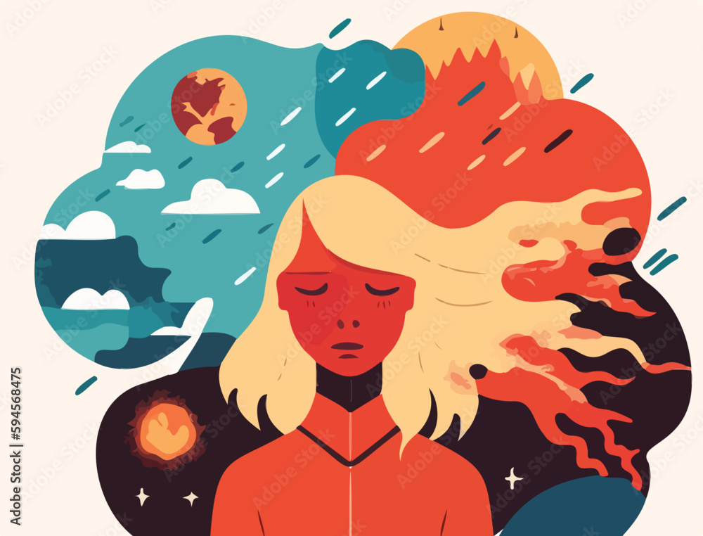 Climate anxiety and crisis. Perfect for illustrating psychological ...