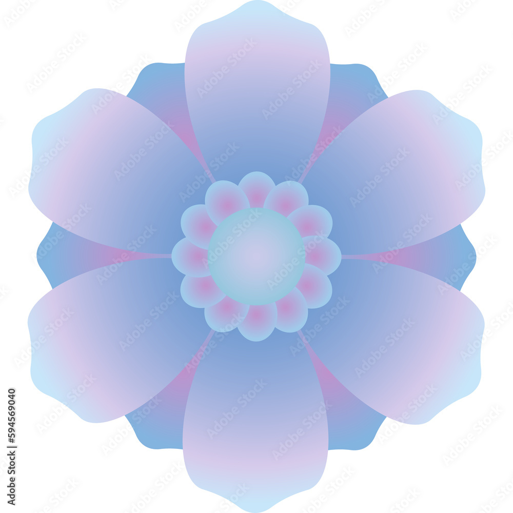 gradient flower illustration, beautiful flowers, pink- blue flower, png ...