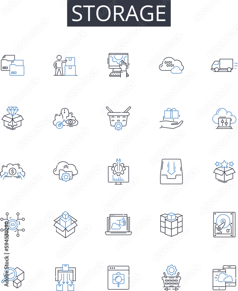 Storage line icons collection. Preservation, Safekeeping, Hoarding ...