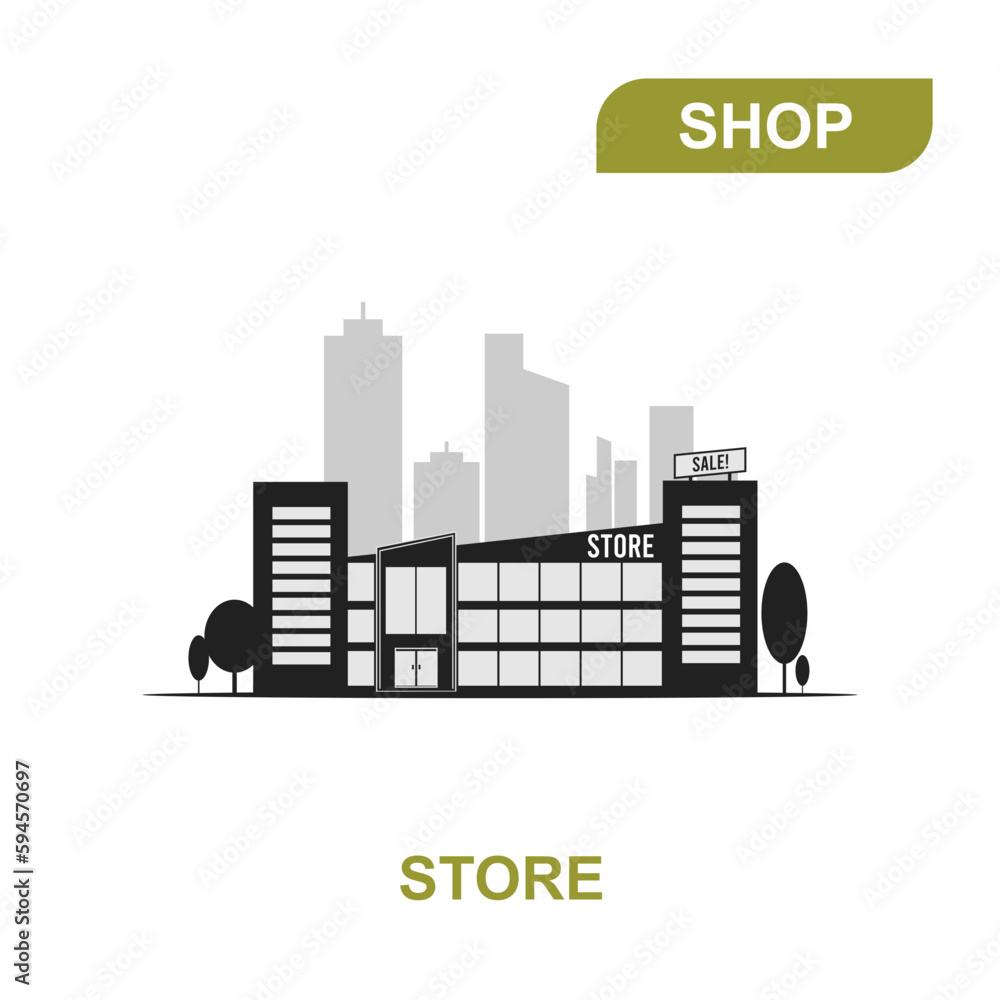 Vecteur Stock Illustration of a store. Vector icon on transparent ...