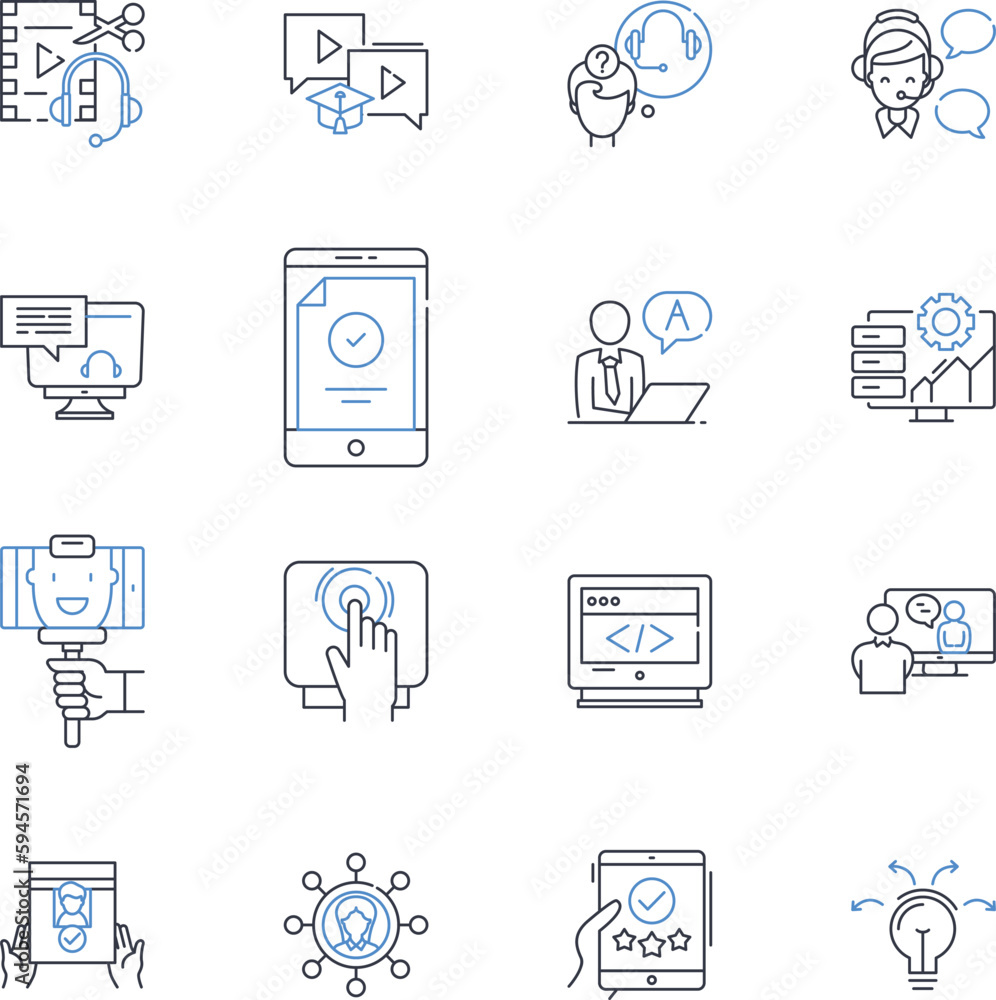Music production line icons collection. Synthesizers, Sampling ...