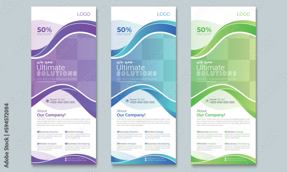 Roll-up banner template, a set of modern portable stands roll-up for ...