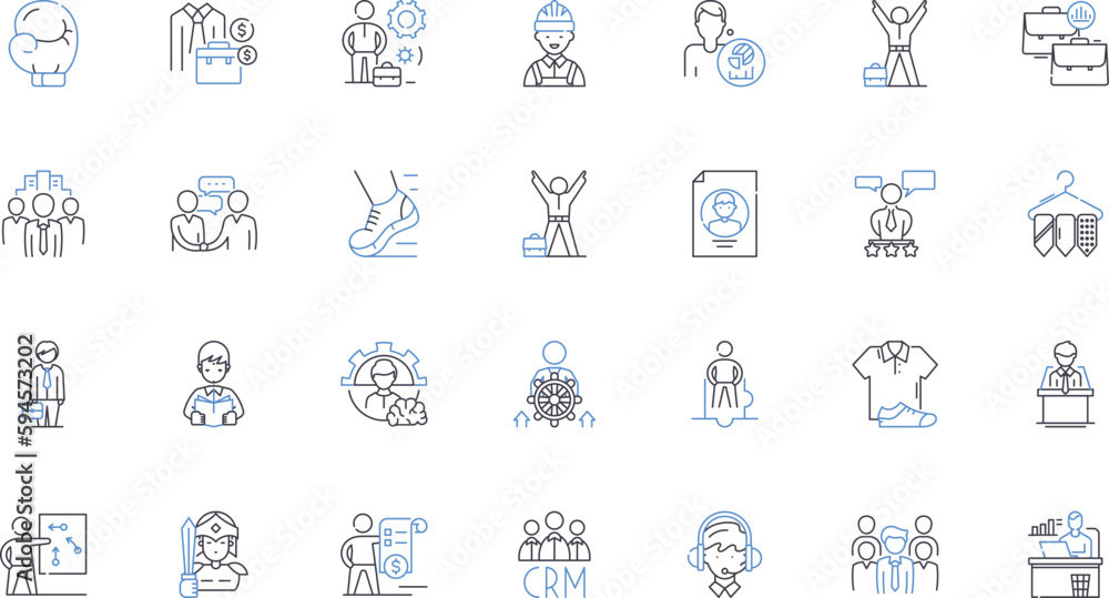 Leader principles line icons collection. Visionary, Inspiring ...