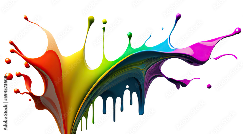 Colorful paint splash. Rainbow colors. Isolated design element on the ...
