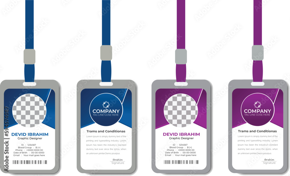 Set of elements id card design trendy id card design modern id card ...