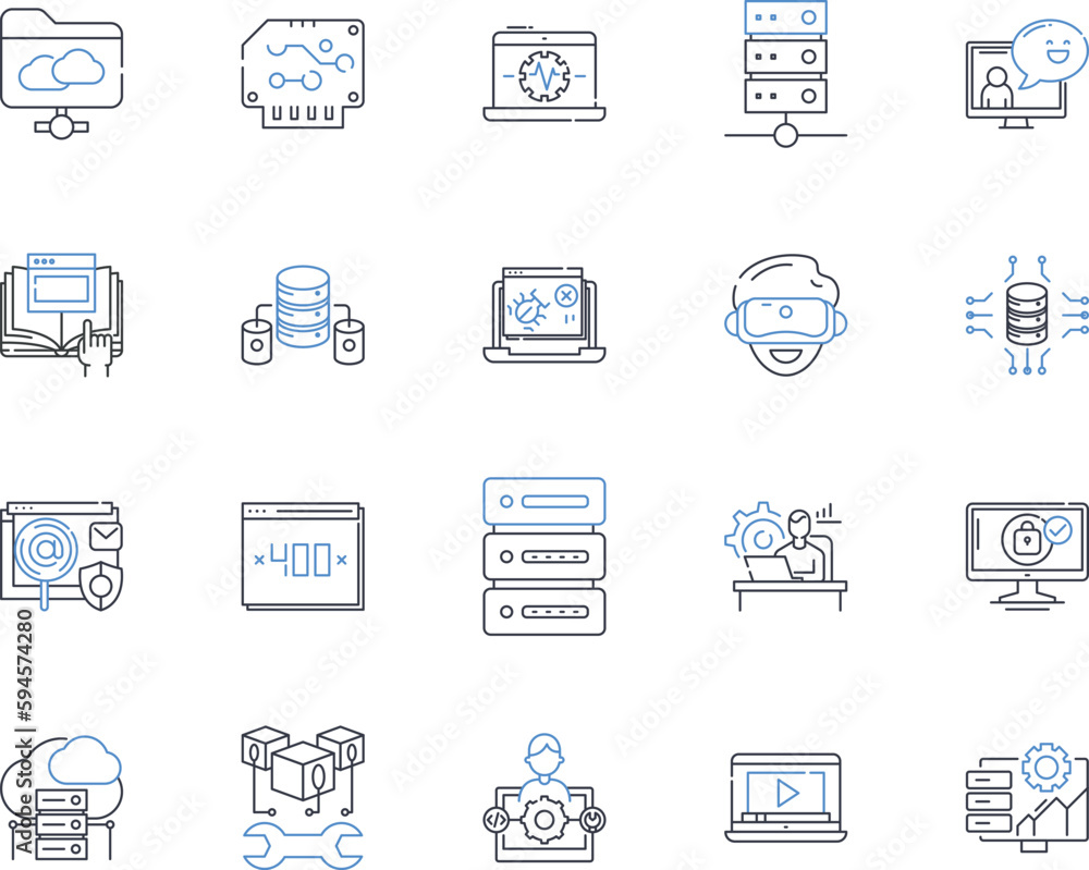 Digital platform line icons collection. Platform, Internet, Online ...