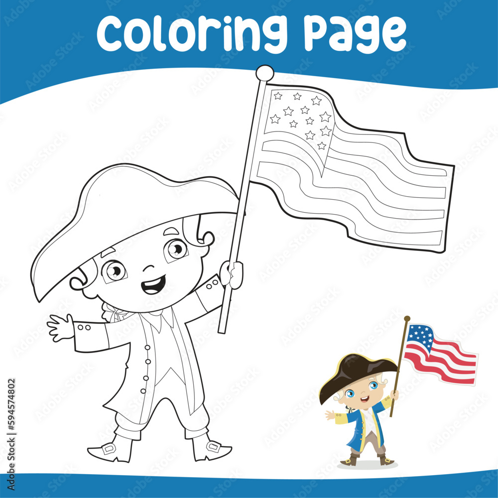 4th of July coloring page for kindergarten and preschool children ...