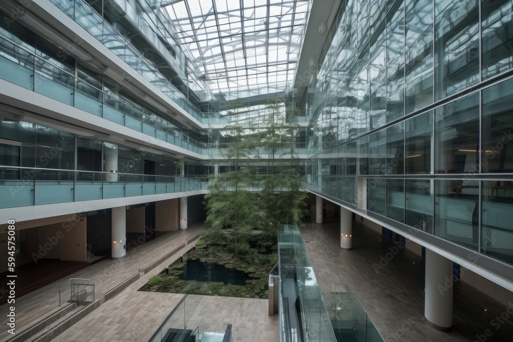 Transportation marvel: Stunning glass atrium with skyscraper views ...