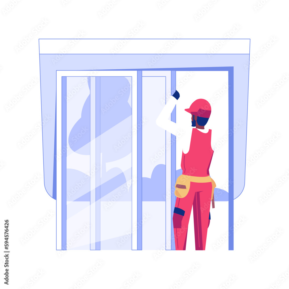 Sliding doors installation isolated concept vector illustration. Stock ...