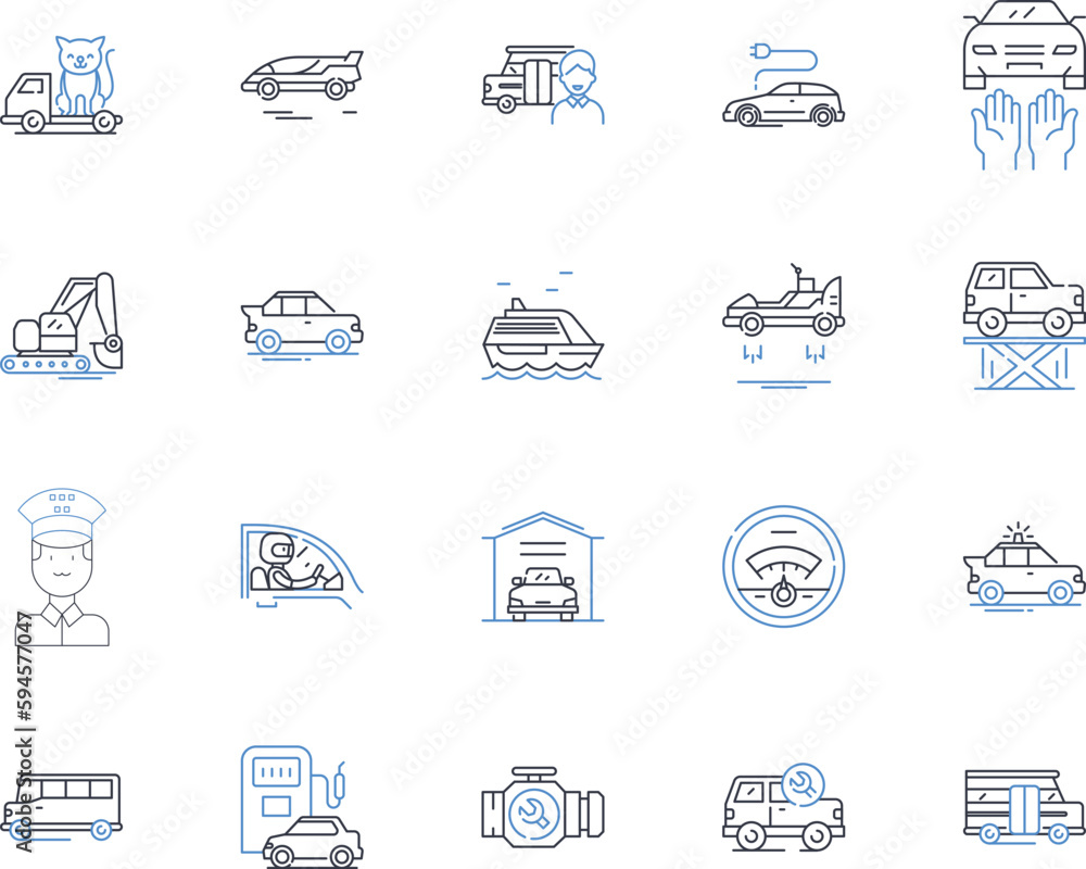 Plane and airlift line icons collection. Sky, Wings, Turbulence ...