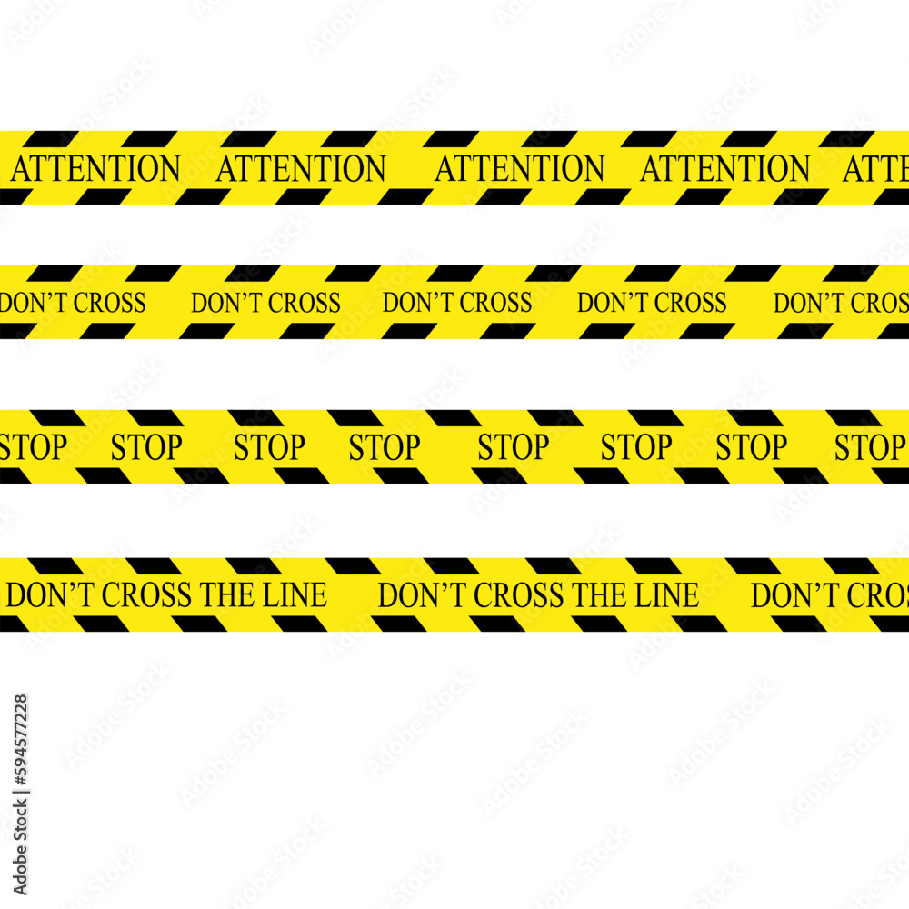 Tape with Caution inscription. Attention line. Don't Cross the Line ...