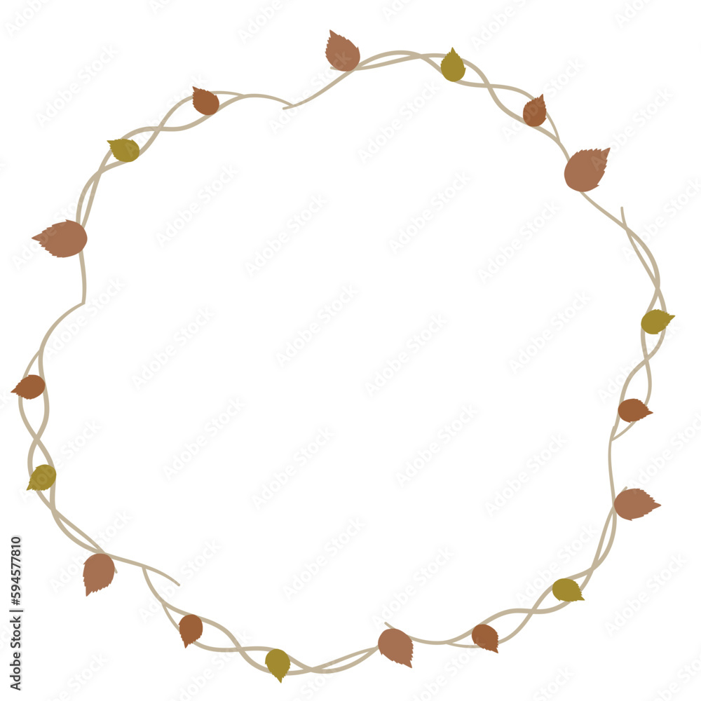 Leaves and vine border, Round vine border frame wreath Stock Vector ...