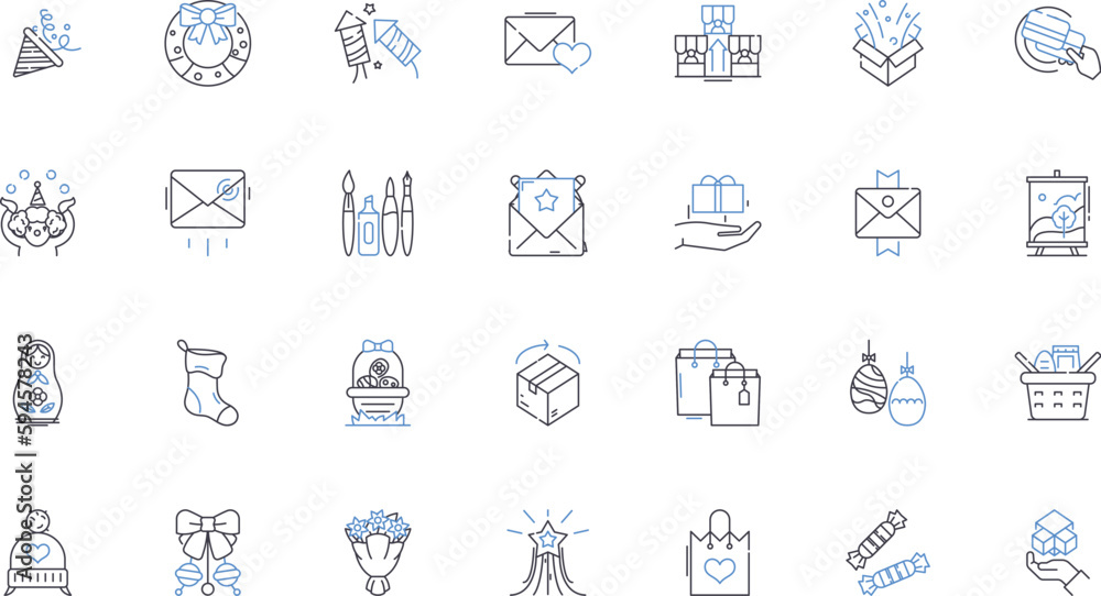 Offerings line icons collection. Services, Products, Solutions, Deals ...