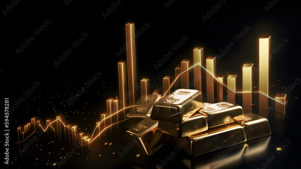 Photo & Art Print Financial gold graph stock money investment finance ...
