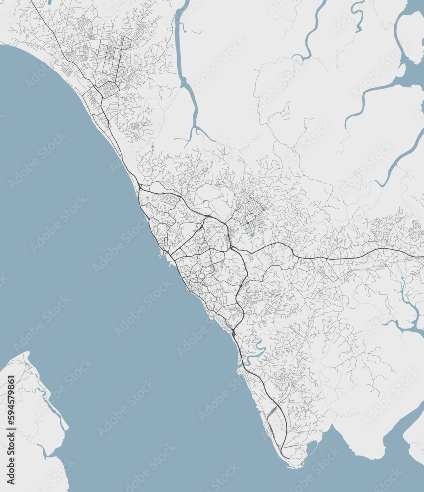 Libreville map, capital city of Gabon. Municipal administrative area ...