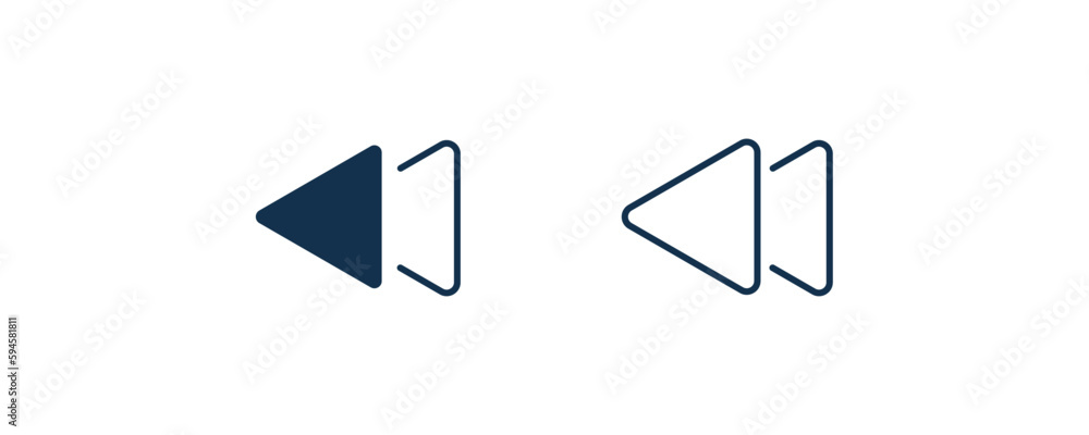 Vetor de rewind symbol icon. Outline and filled rewind symbol icon from user interface ...