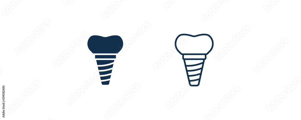 implant icon. Outline and filled implant icon from dental health ...