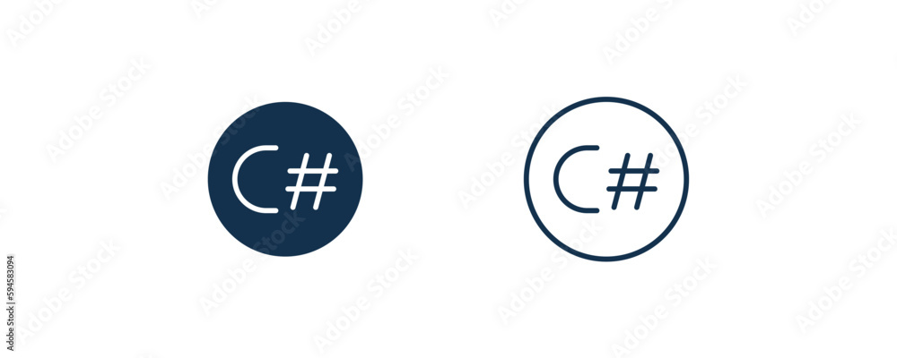 c sharp icon. Outline and filled c sharp icon from information technology collection. Line and ...