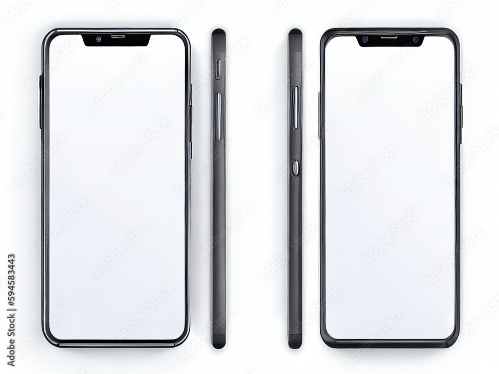 Mockup of empty white smartphones with no text on a white background ...